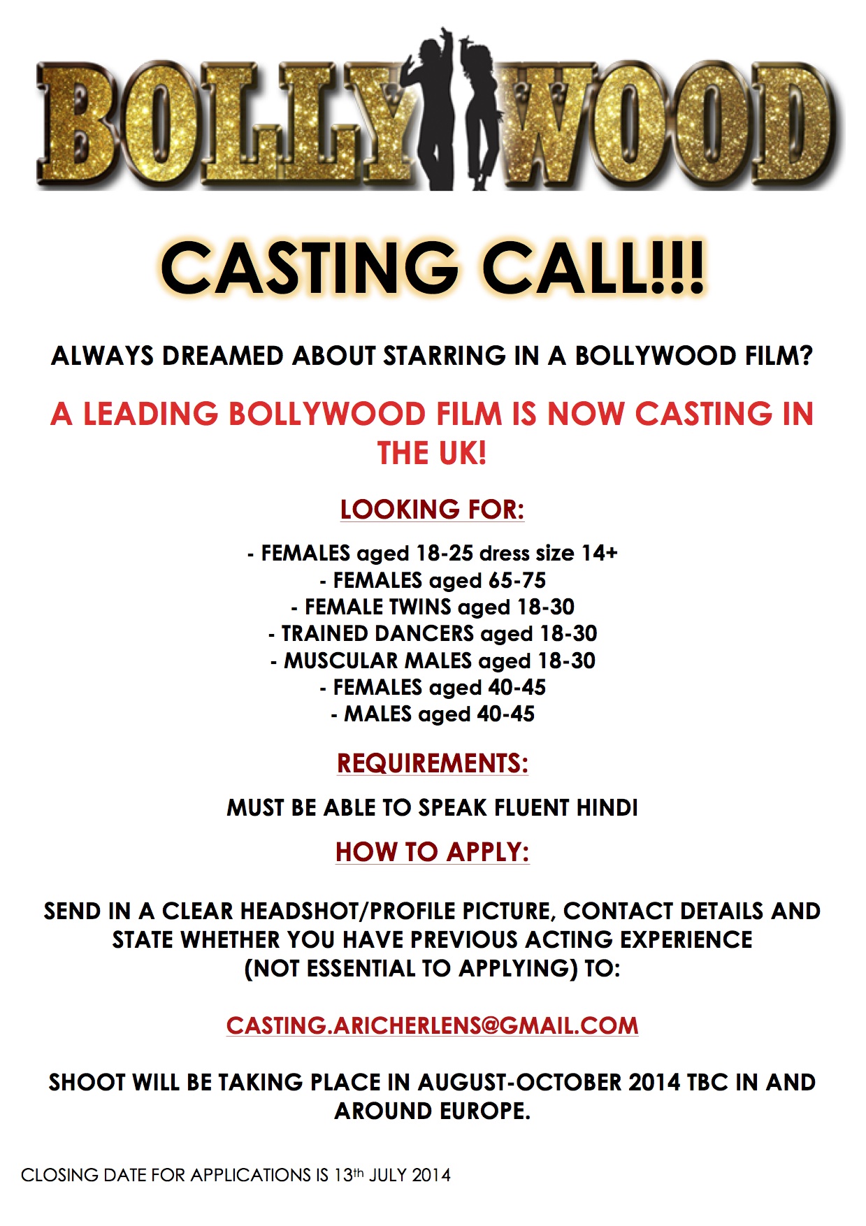 Bollywood Casting Call